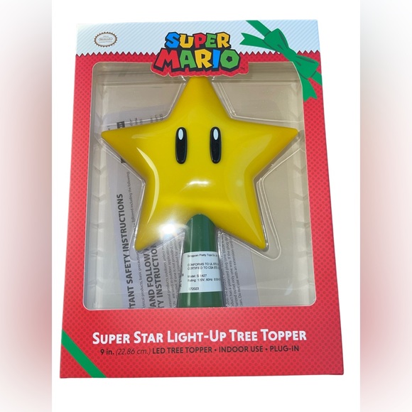 Holiday | Super Mario Tree Topper Super Star Light Up Plug In 9 Led ...
